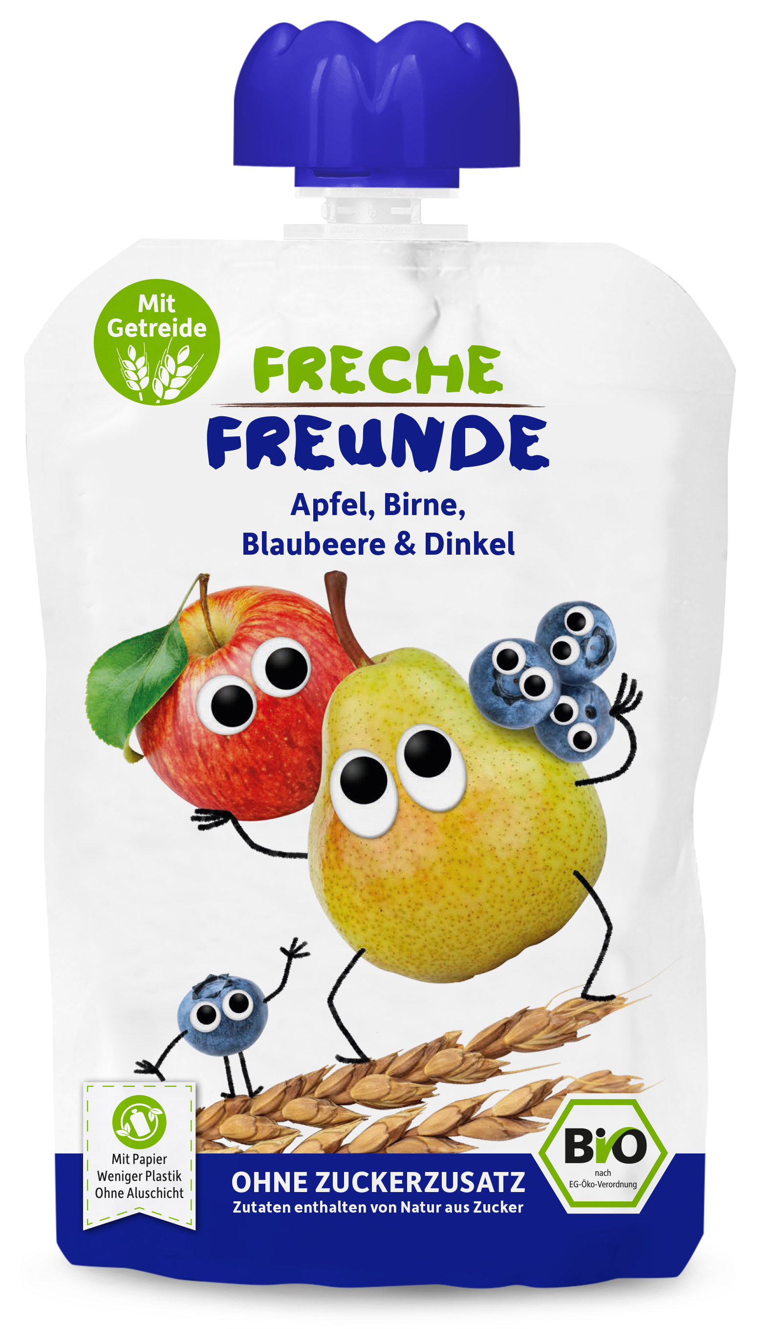 Freche Freunde BIO Quetschie Apfel, Birne, Blaubeere & Dinkel